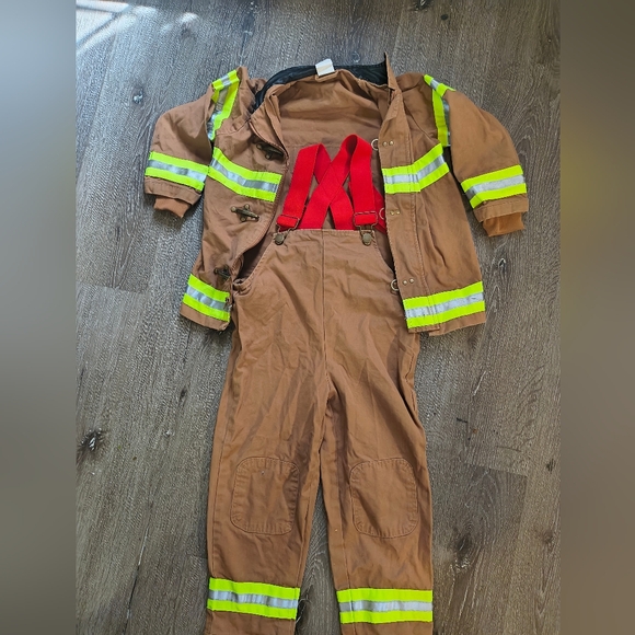 Costumes | Brown Firefighter Costume With Reflective Stripes | Poshmark